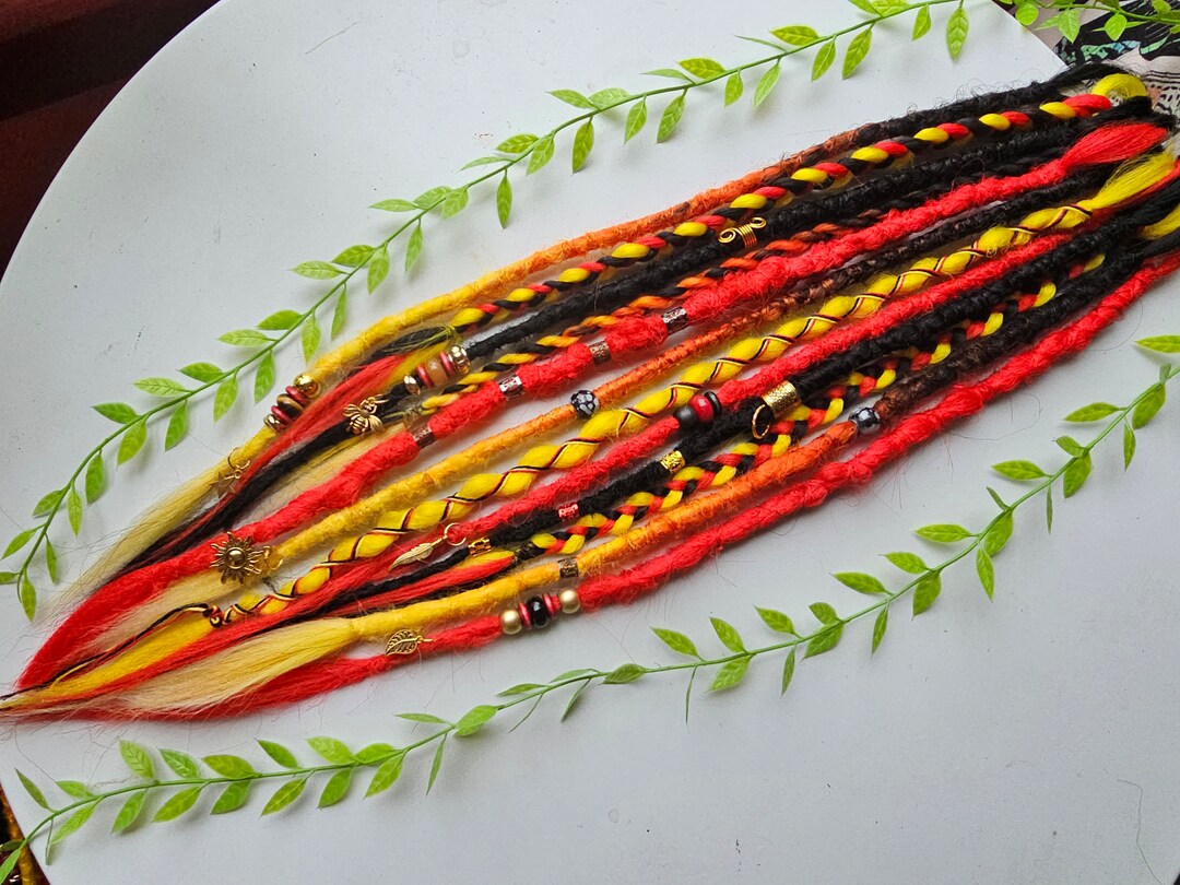 12 Indigenous Colours Dreadlock Extensions. Australian Aboriginal Flag ...