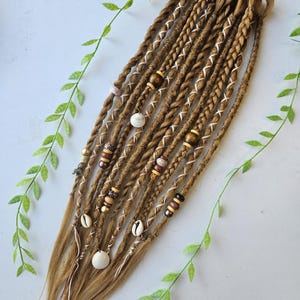 Long Honey Honde, Ginger Brown Dreadlock Extensions With Cowrie Shells ...