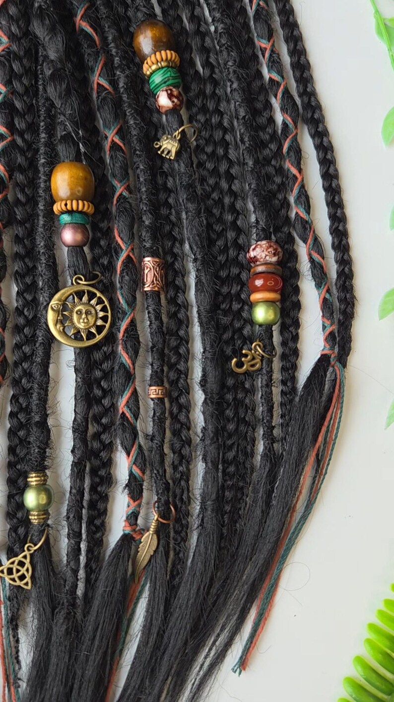 24 X 16-18 Inch Earthy Black Dreadlock and Braid Extension Pony, Mixed ...