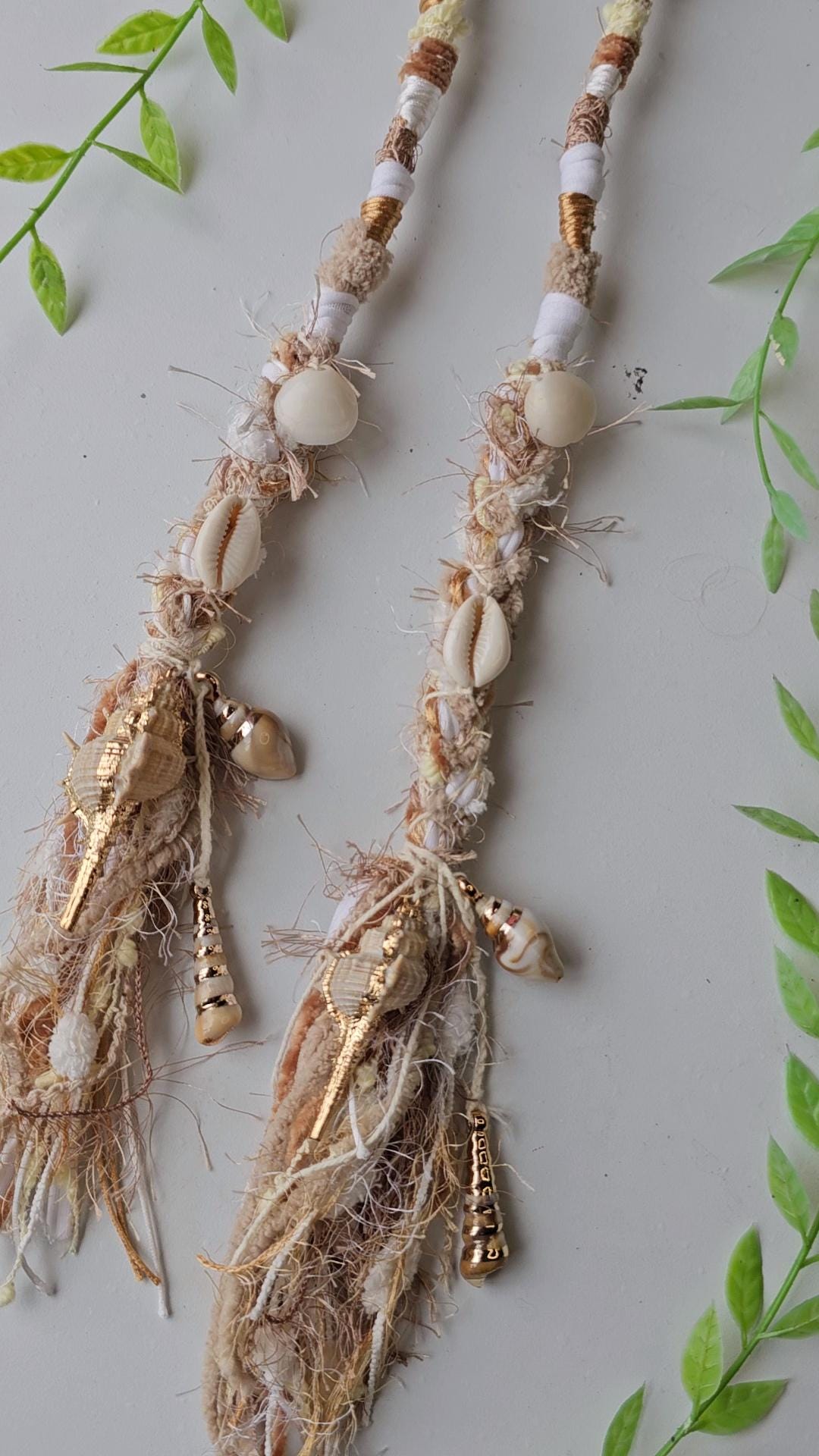 Long Seashell Hair Wrap With Mixed Shells. Beachy Style Dread Wrap ...