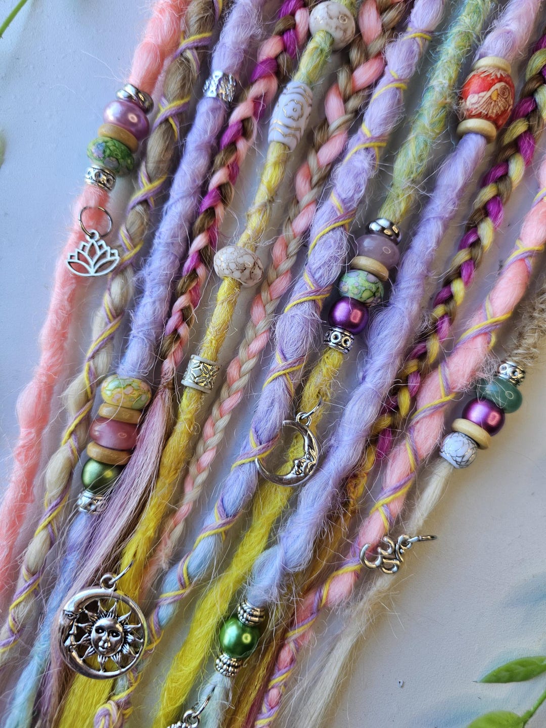 12 20-22 Inch Rainbow Pastel Dreadlock Extensions, Mixed Crystals ...