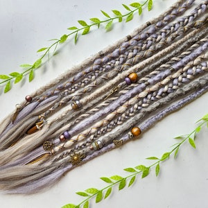 12 22-24inch Mixed Grey Dread Extensions. Viking Style Dreadlock ...