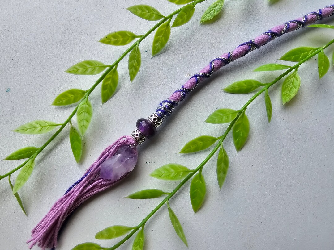 Amethyst Crystal Hair Wrap Extension. Purple & Silver Fairy Lock Dread ...