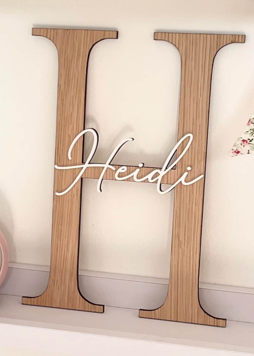 Personalised Wooden Oak Veneer Wall Letter With Name, Wall Initial ...