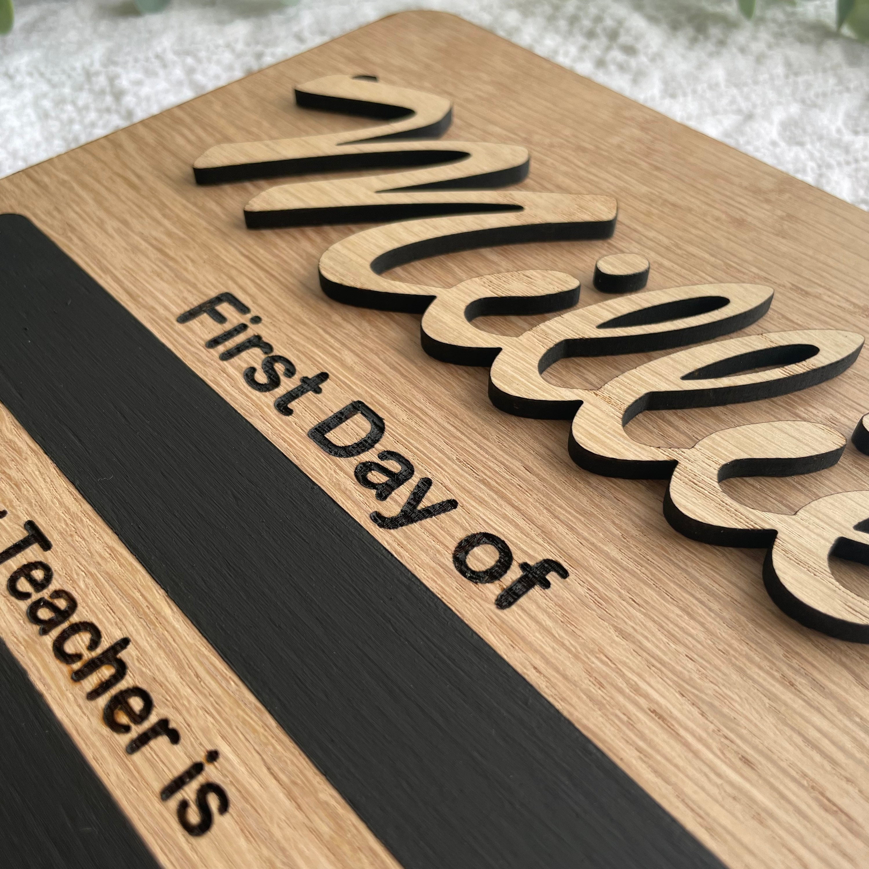 Personalised First Day School Name Board Photo Prop Wooden - Etsy