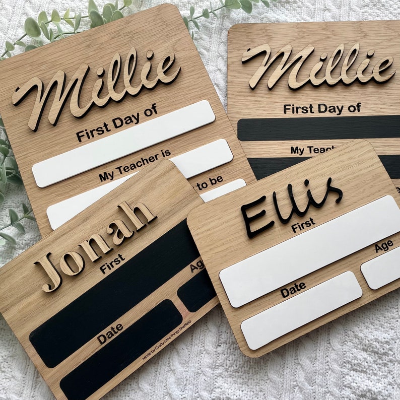 Personalised First Day School Name Board Photo Prop Wooden - Etsy