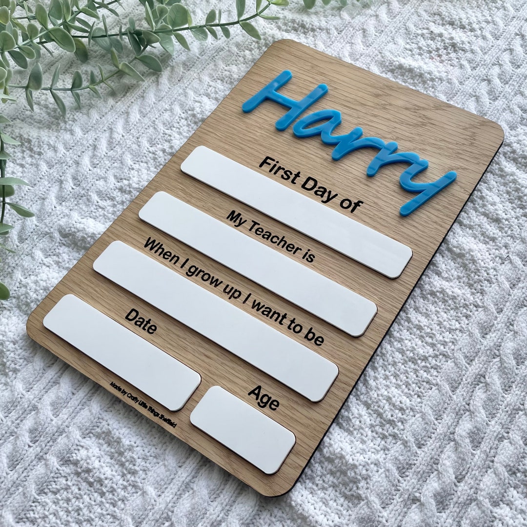 Personalised First Day School Name Board, Photo Prop, Wooden Name Sign ...