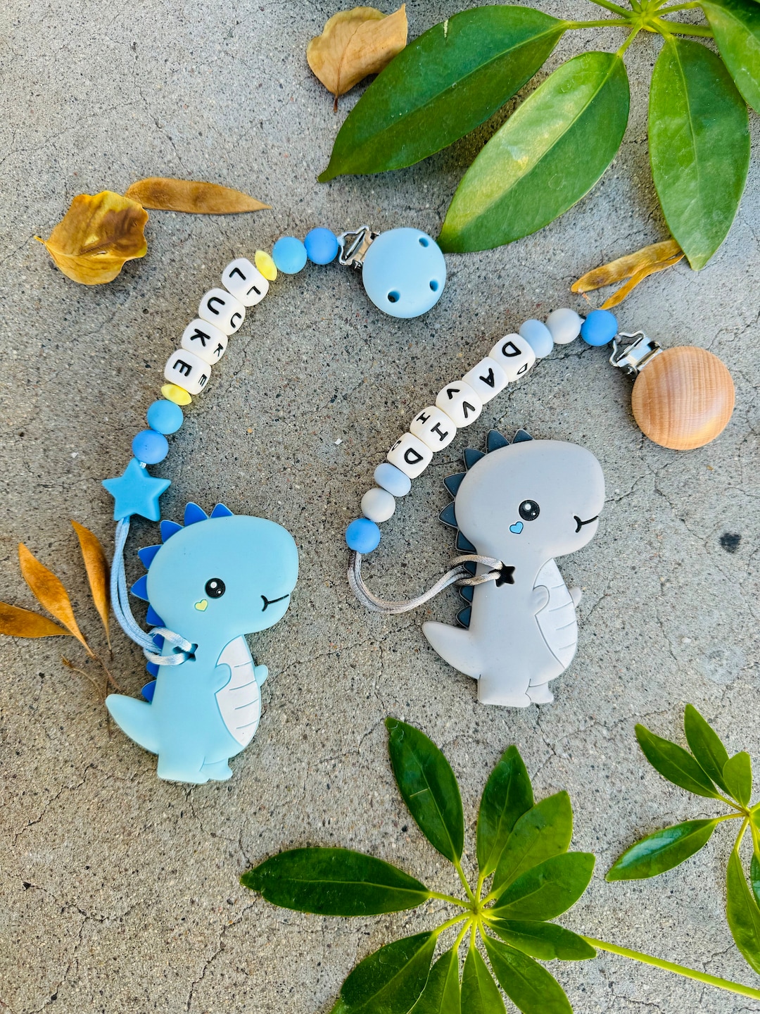 Gray and Blue Dino Teether. Sensory Silicone Teether. Dinosaur. Toddler ...