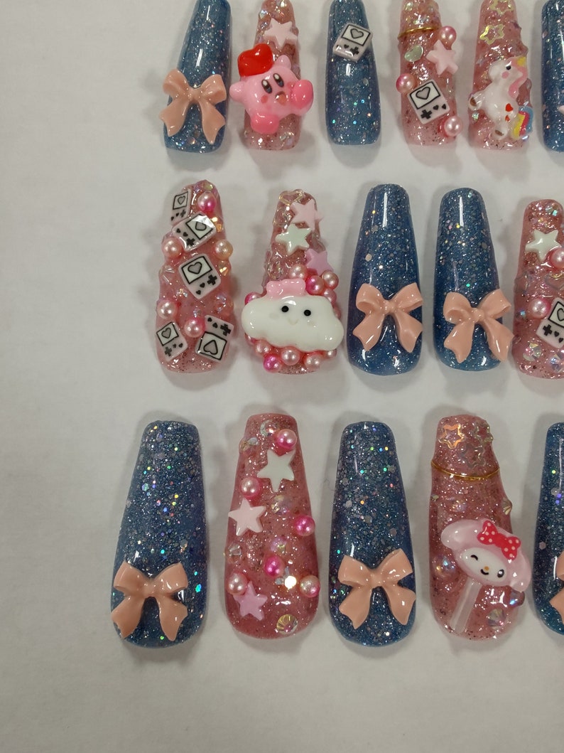 Pastel Kawaii Gamer Coffin Nails - Etsy