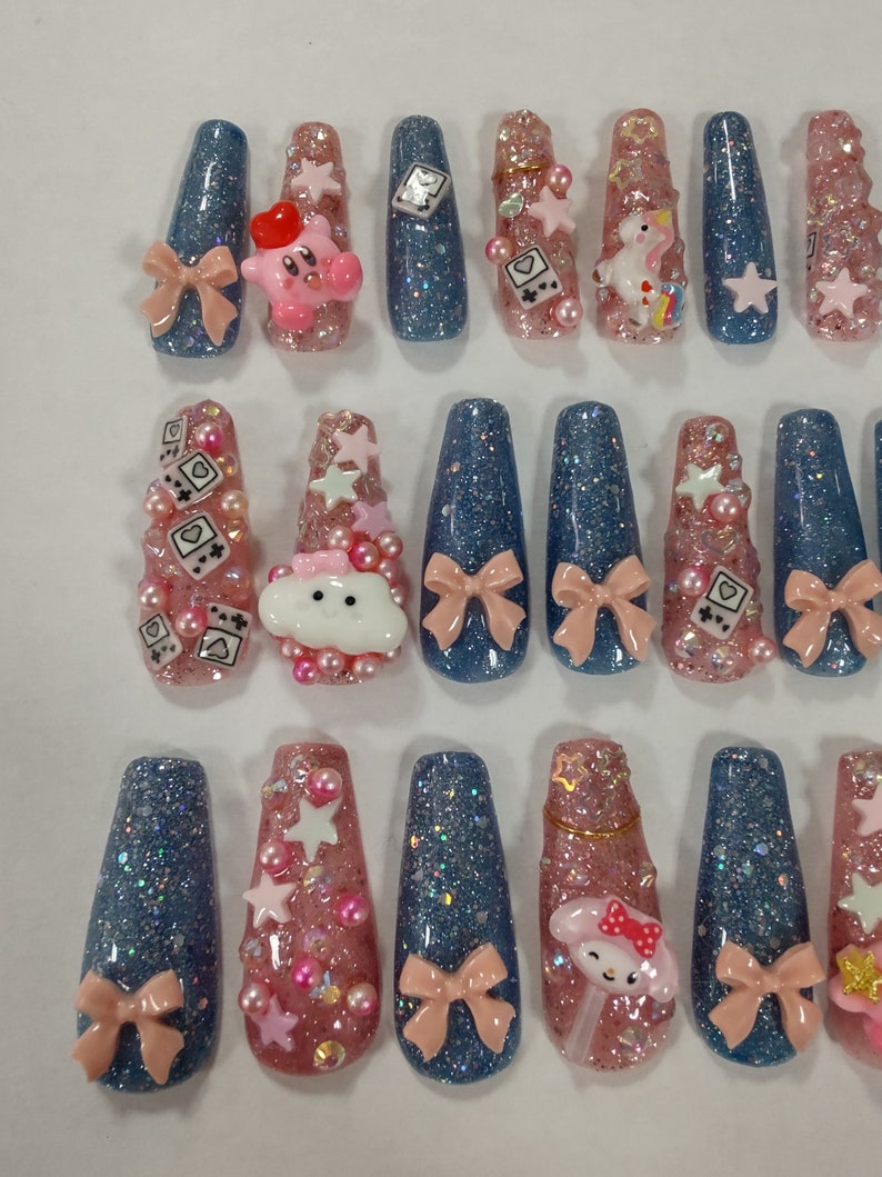 Pastel Kawaii Gamer Coffin Nails - Etsy