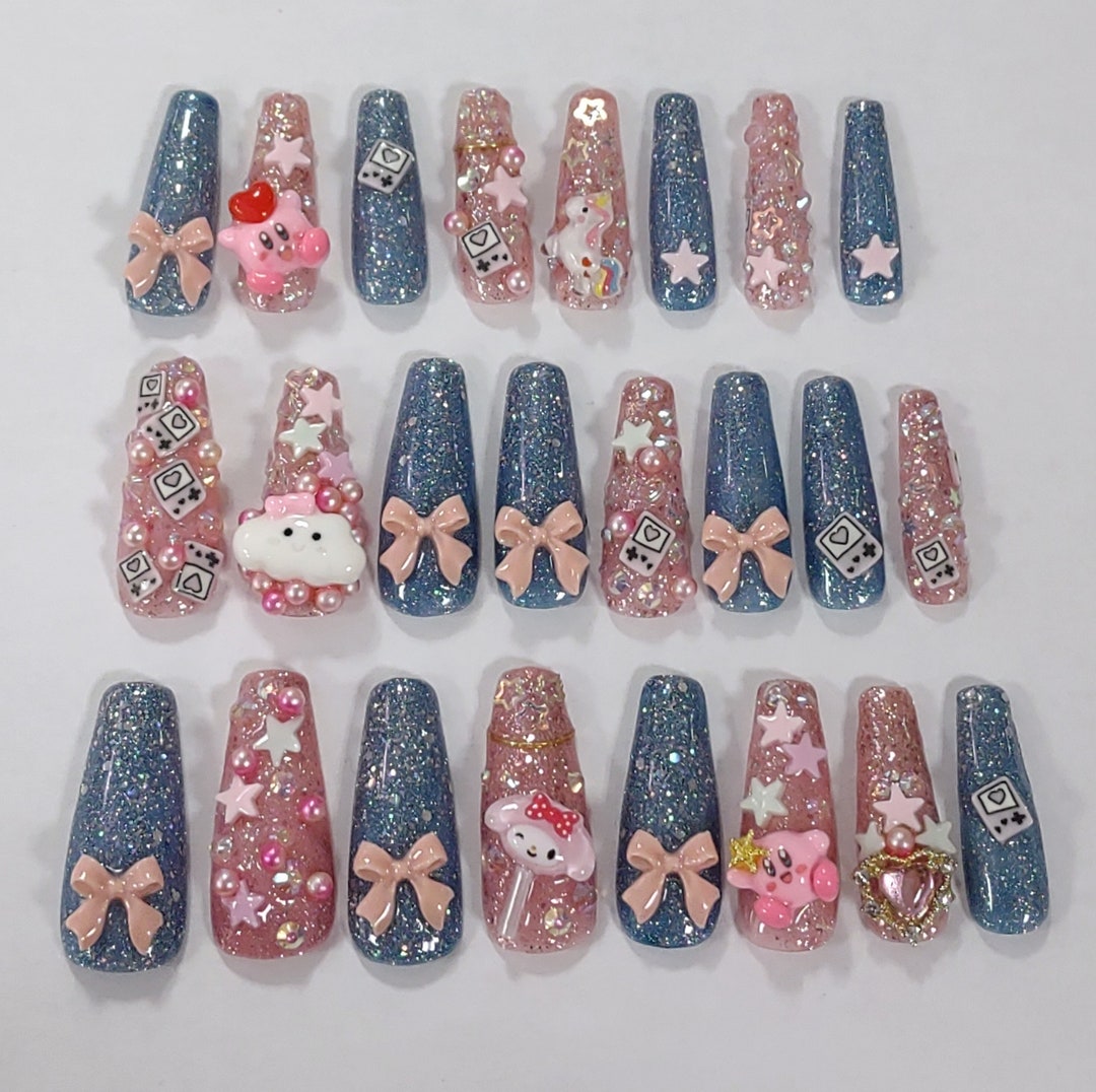 Pastel Kawaii Gamer Coffin Nails - Etsy