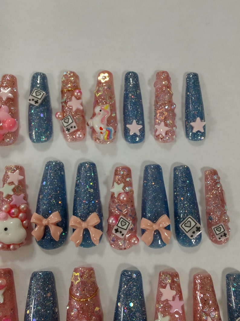 Pastel Kawaii Gamer Coffin Nails - Etsy