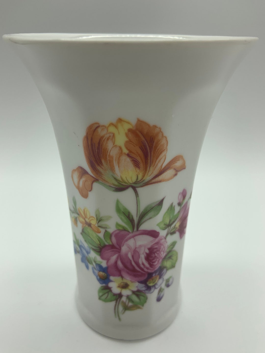 Vintage Kahla GDR Ceramic Vase 5" High Rose Floral German Democratic ...