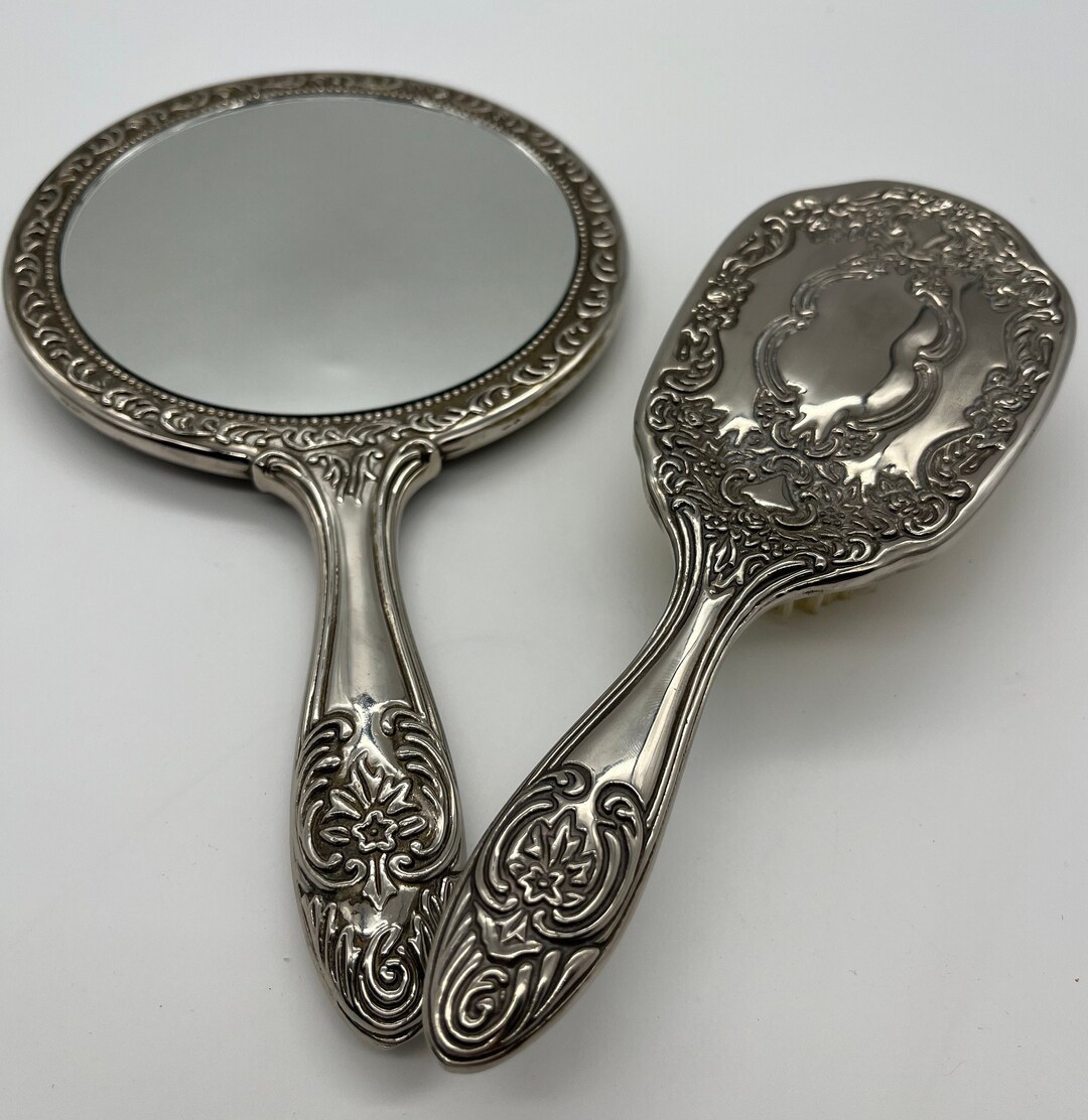 Vintage 1940's Ornate Hand Mirror and Brush Set Bedroom - Etsy