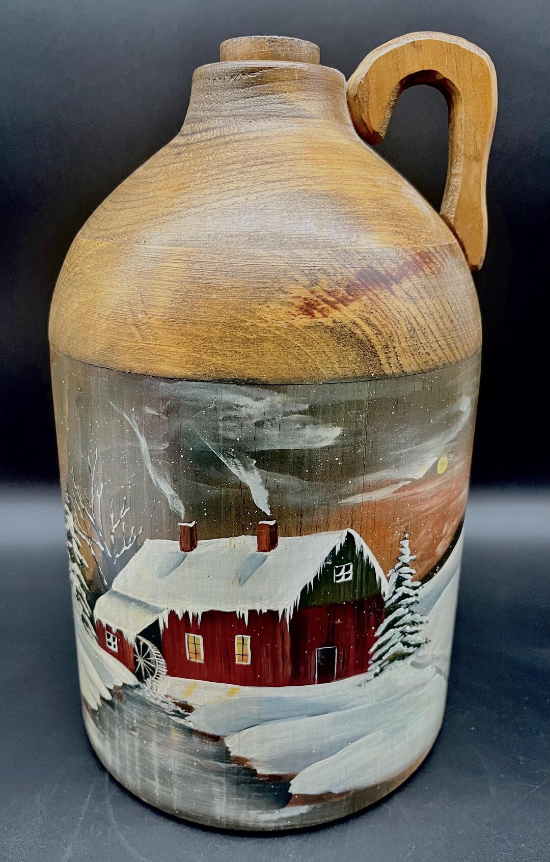 Vintage Country Rustic Decor 14in Wooden Hand Whittled Handled Jug ...