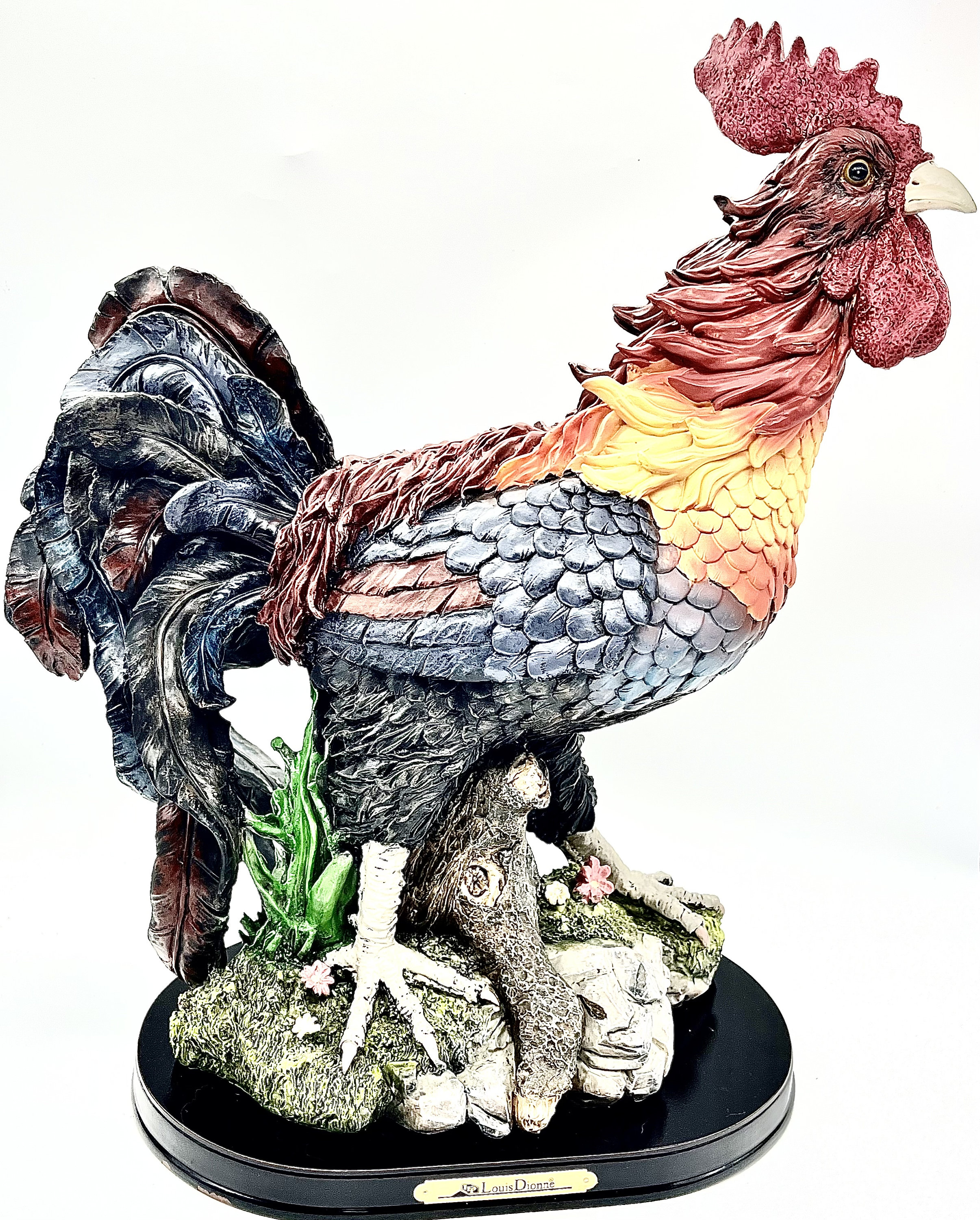 Vintage Rooster Resin Statue Sculpture Artist Louis Dionne Colourful ...