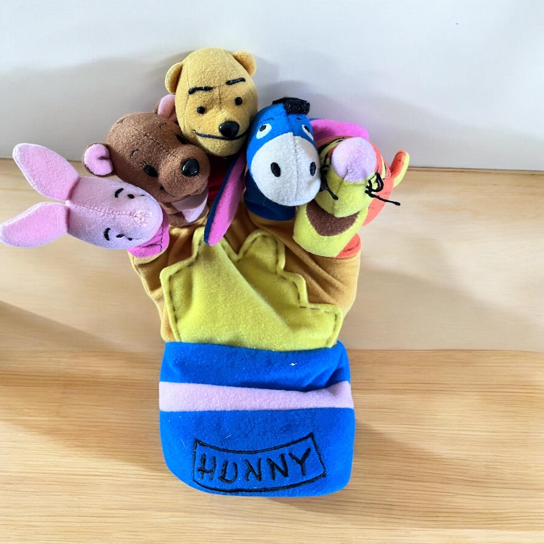 Retro Disney Winnie the Pooh & Tigger Eeyore Roo Piglet Hand Puppet ...