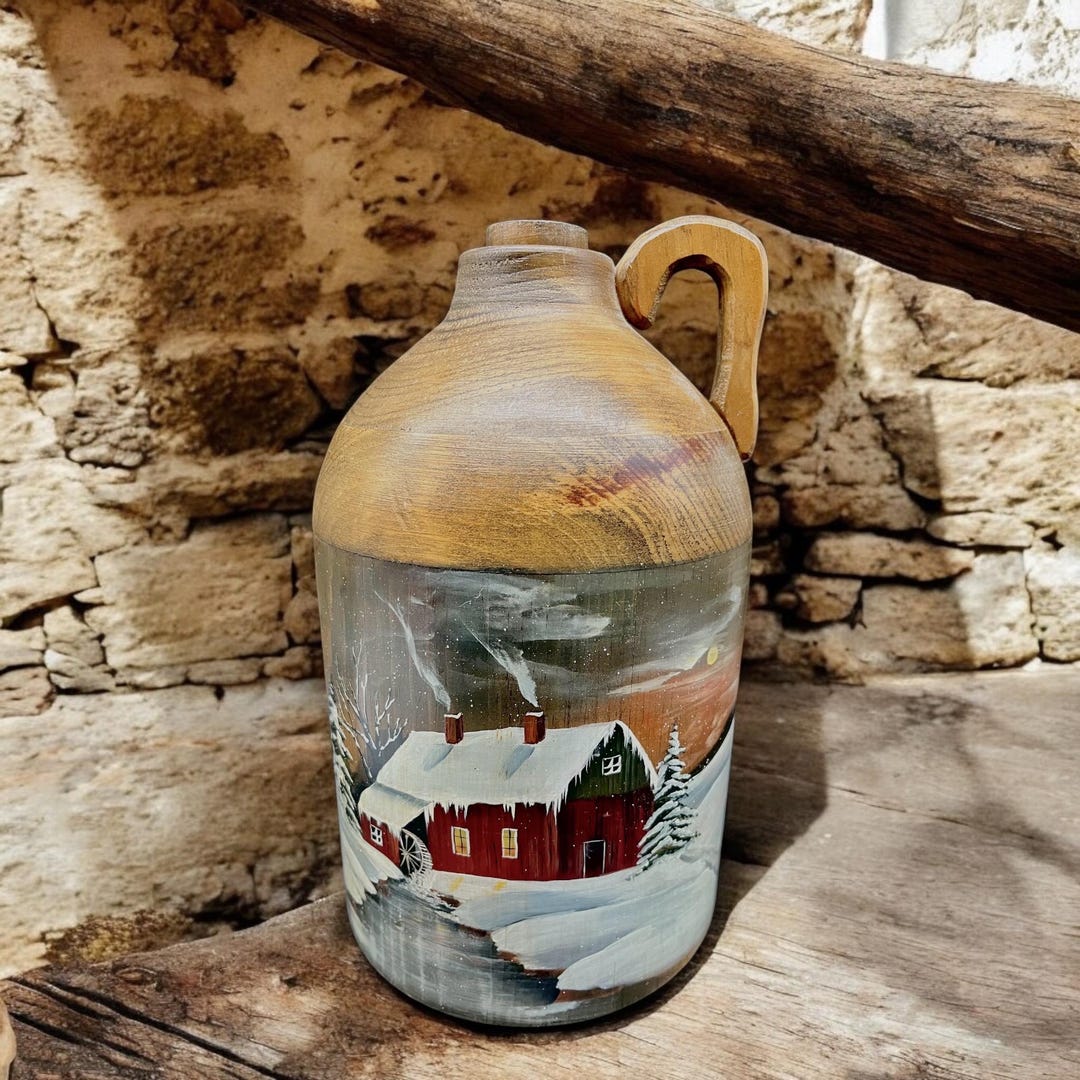 Vintage Country Rustic Decor 14in Wooden Hand Whittled Handled Jug ...
