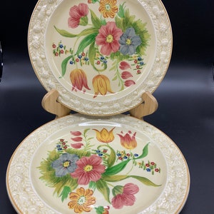 Vintage Adams Royal Ivory Titian Ware Handpainted Dinner Decor Plates ...