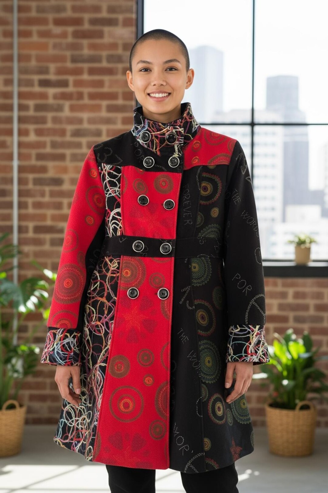 90's Multi Colour Patchwork Coat W Applique Size M US 10/12 Eclectic ...