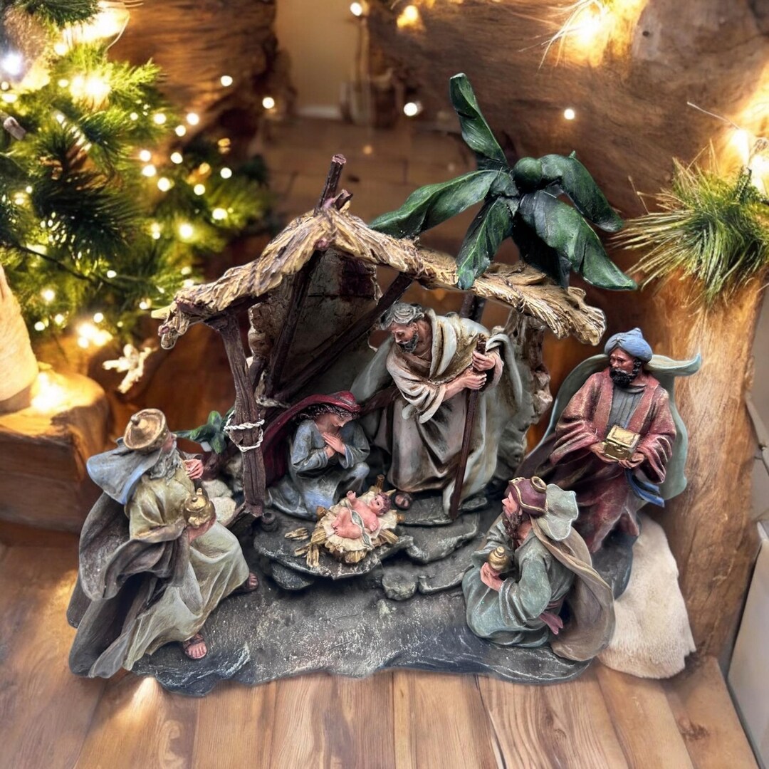 Vintage All in One Piece Resin Nativity/crib/manger/crèche Birth of ...