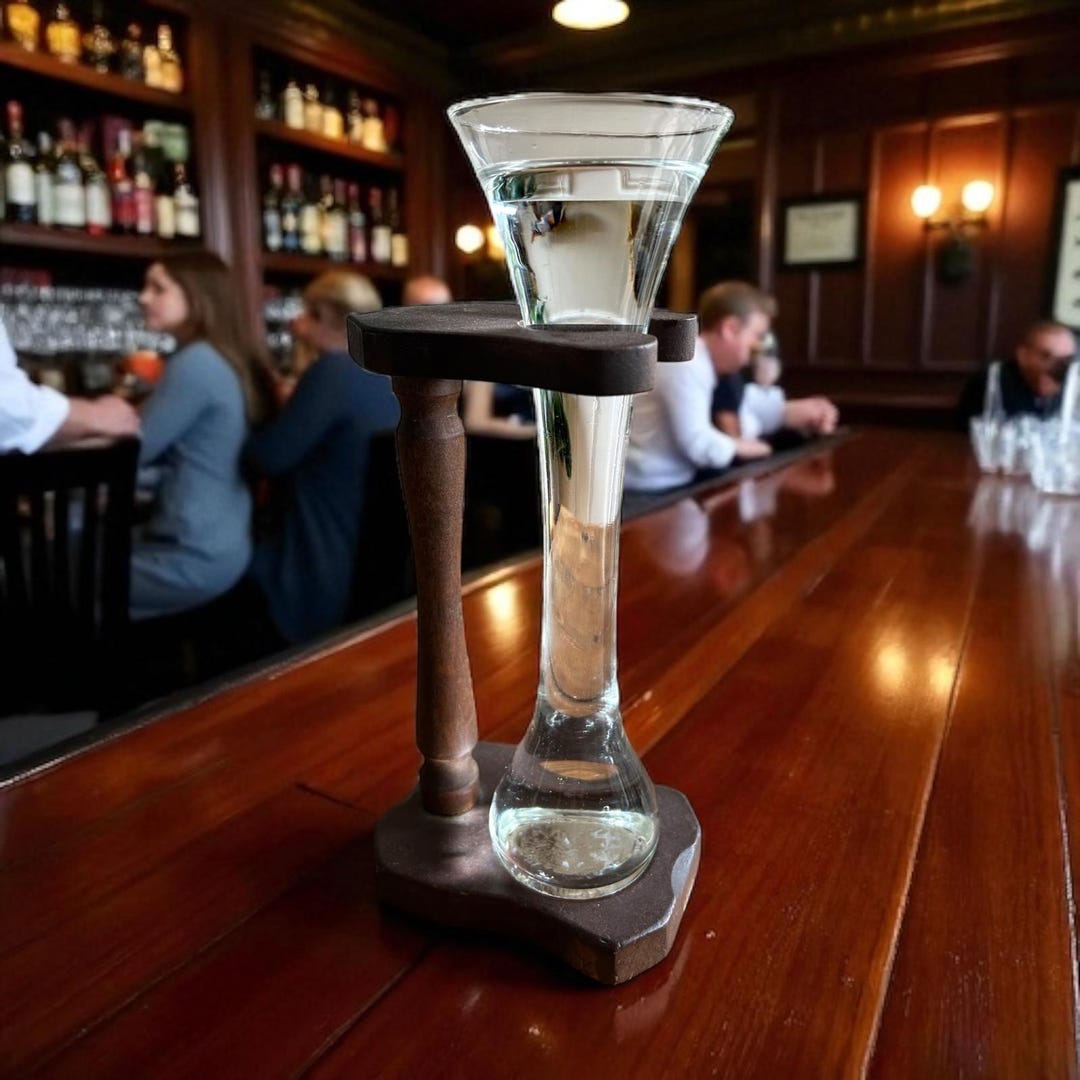 Vintage Half Yard of Ale Beer Glass With Wood Stand 17th Century ...