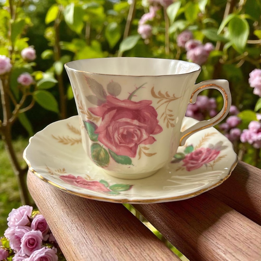 Vintage Floral Porcelain Tea Cup and Saucer Set - Etsy
