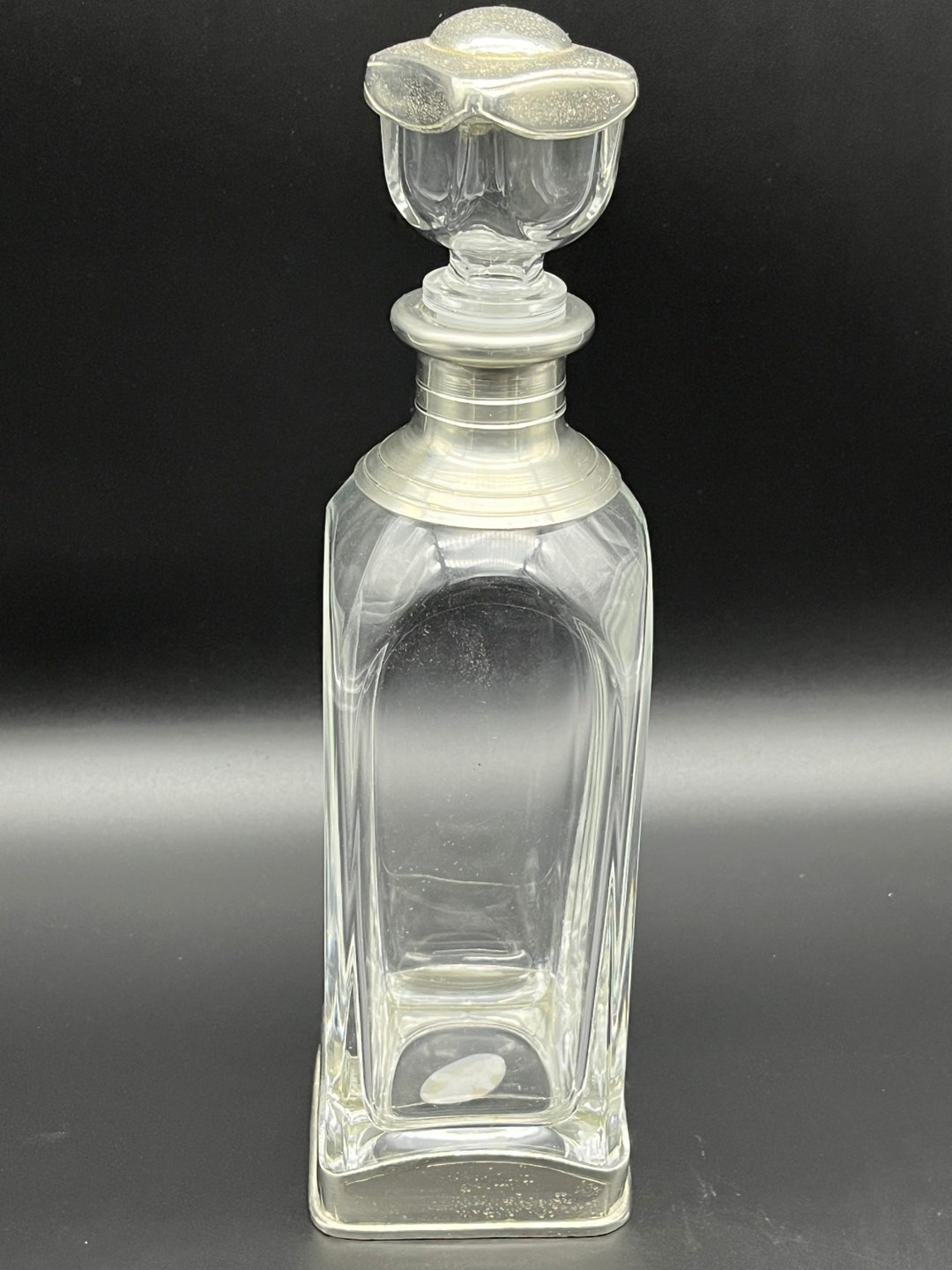 Art Deco Fine Crystal and Pewter Etain Rein Zinn Decanter Made by ...