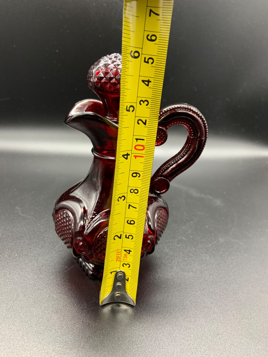 Avon Ruby Red Glass Cape Cod 1876 Cruet Collection Jug Bath Soap Holder ...