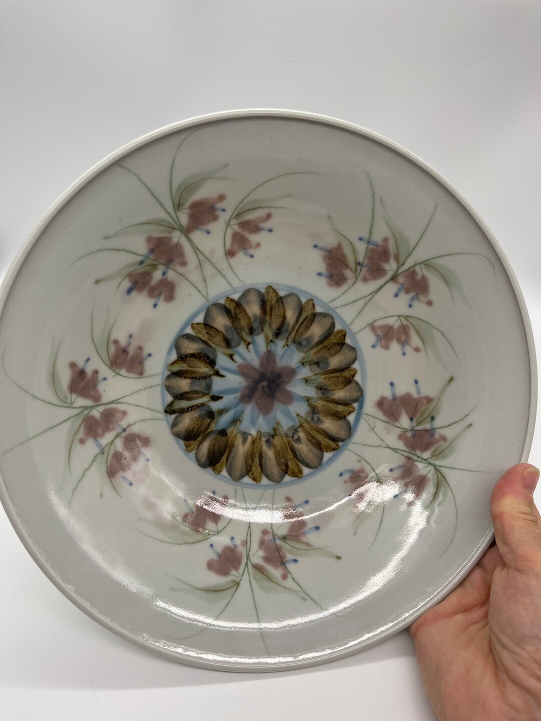 Hand Painted Hand Thrown Shallow Bowl Art Studio Pottery Artist Signed ...