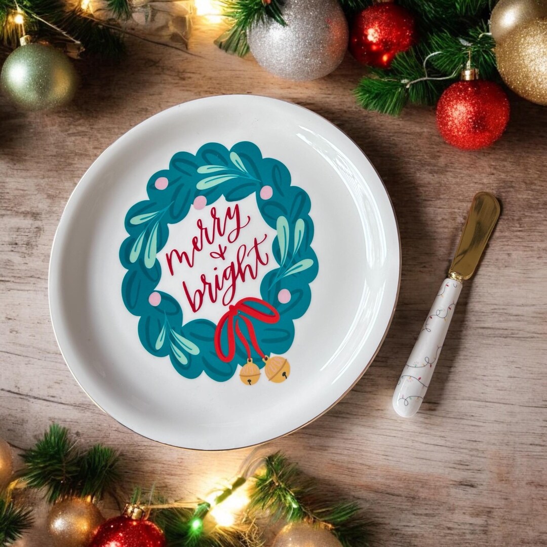 Merry and Bright Platter With Spreader Mary Square Collection Gift Idea ...