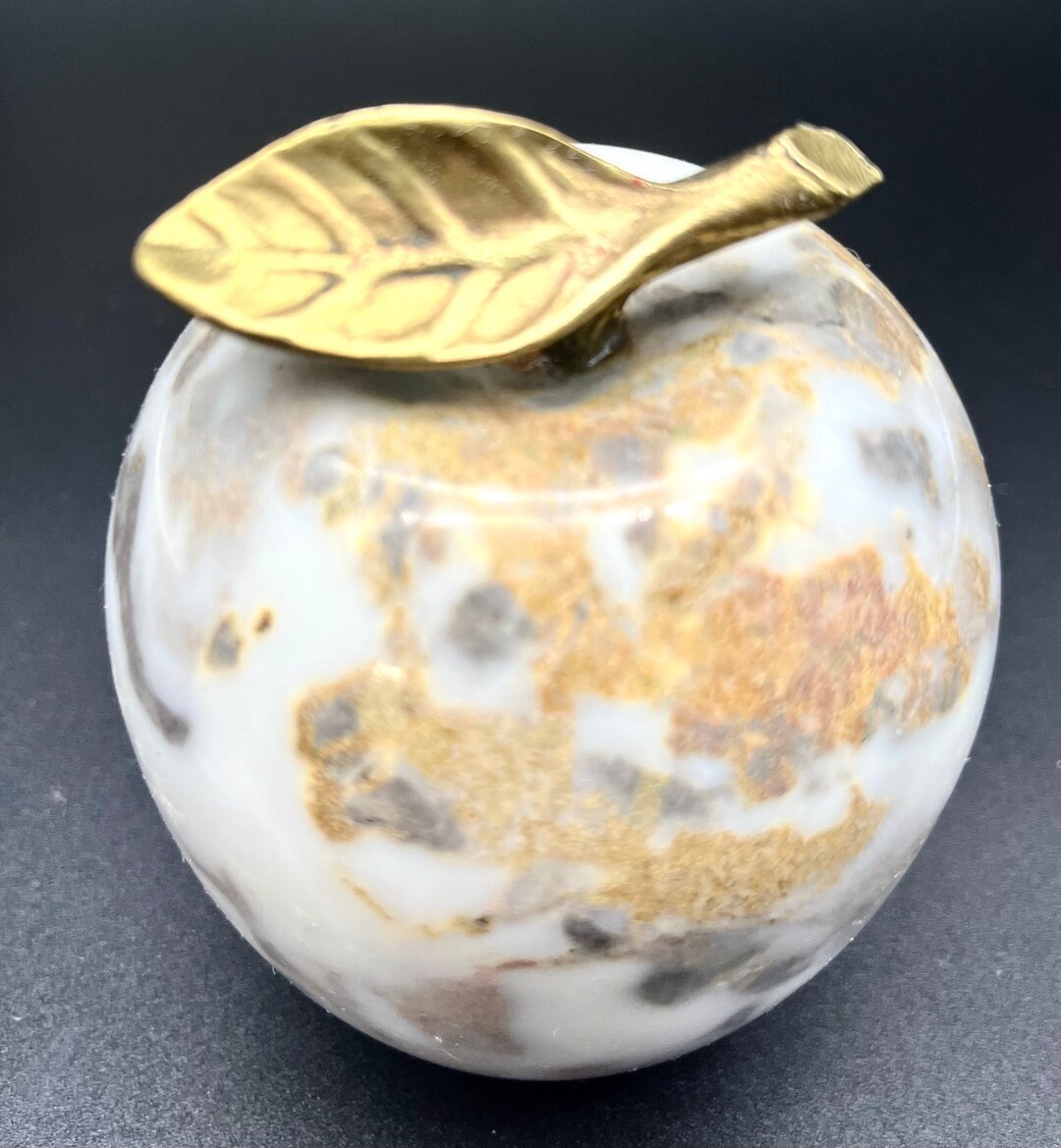 Vintage Apple Crystal Onyx Stone Marble Quartz Home Office Decor ...