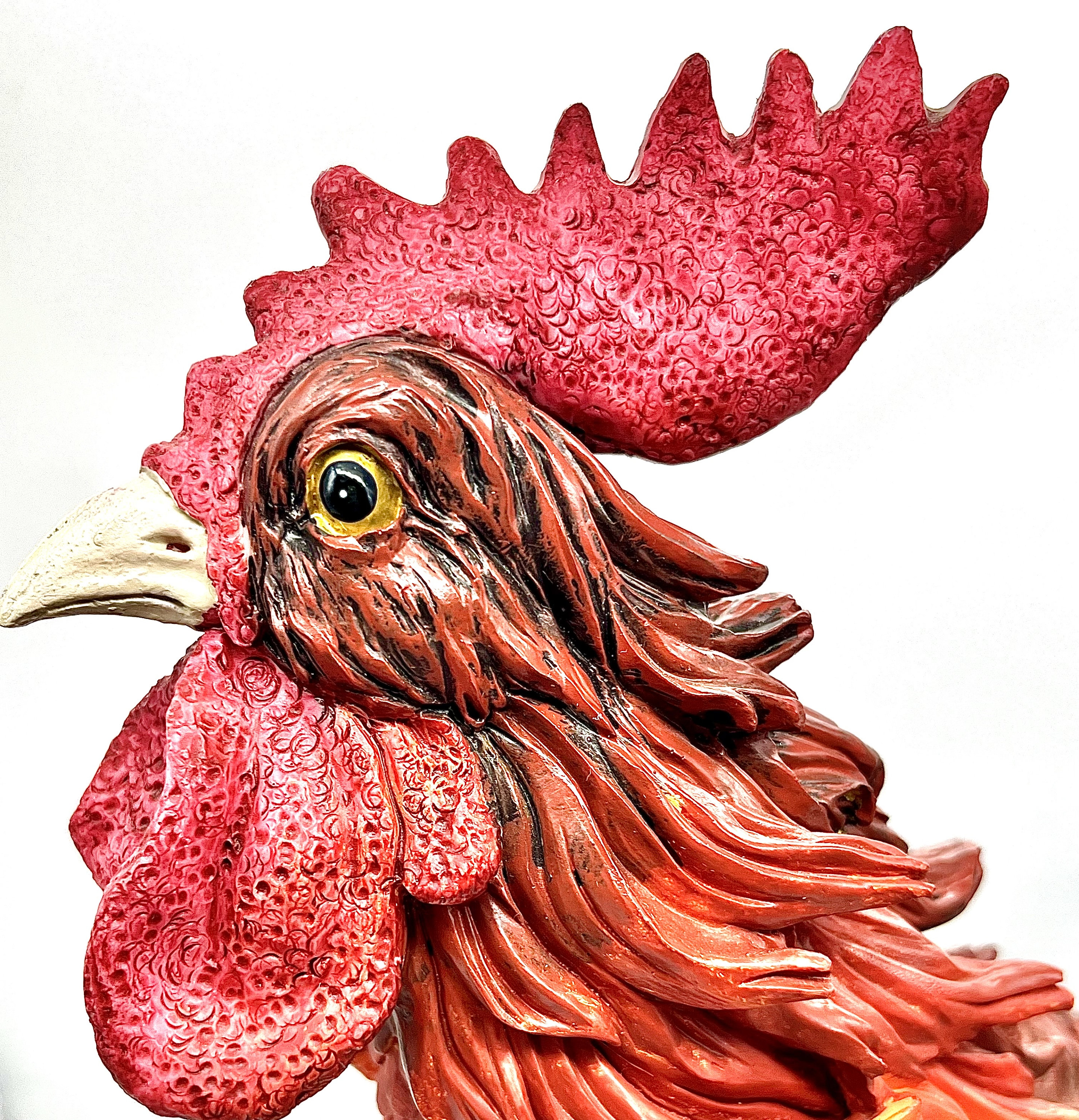 Vintage Rooster Resin Statue Sculpture Artist Louis Dionne Colourful ...