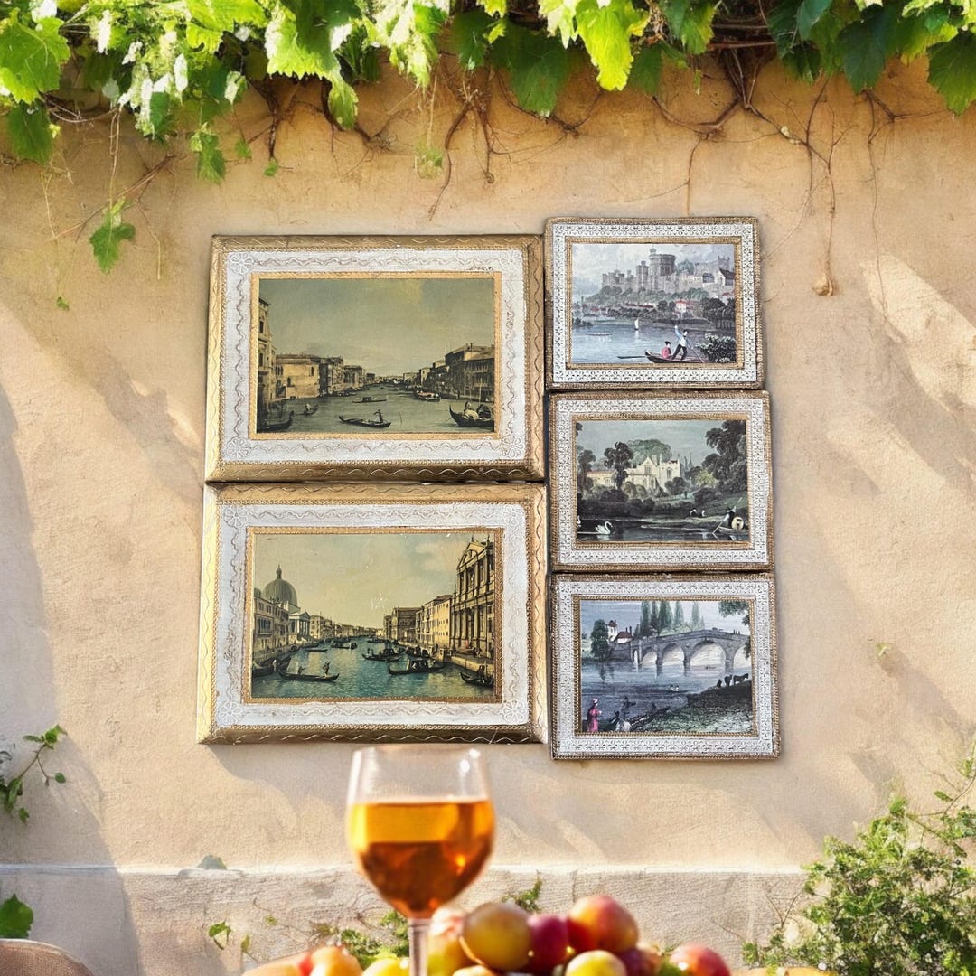 Set of Five Vtg Gold Gilding Rectangular Florentine Art Wood Wall ...