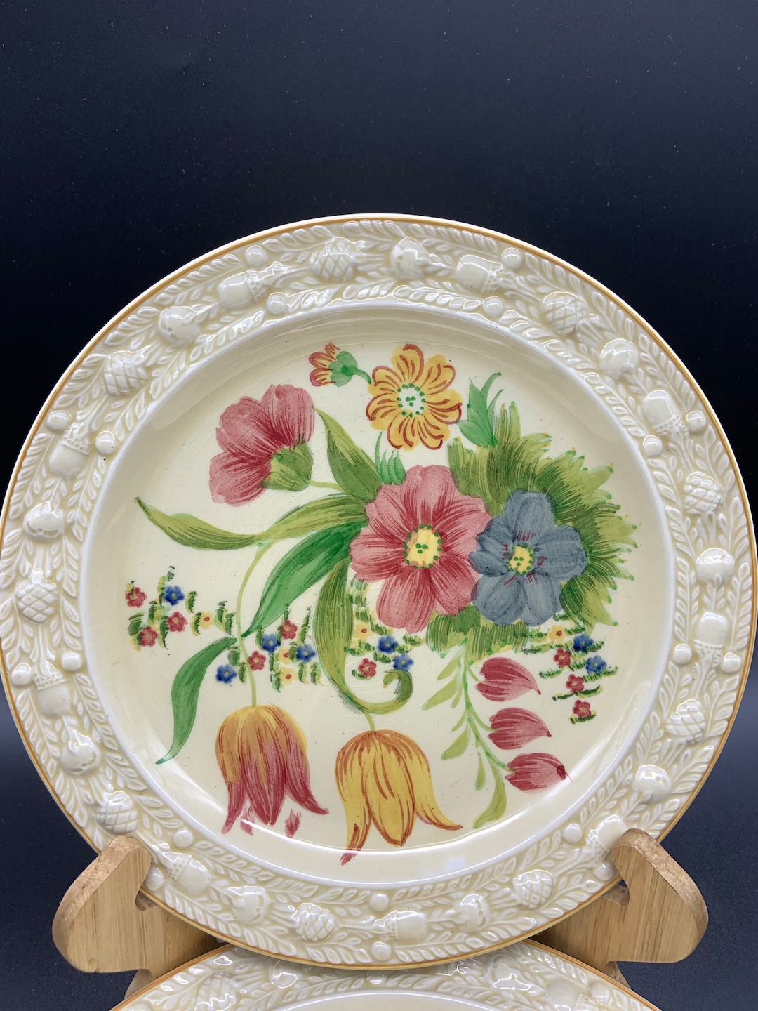 Vintage Adams Royal Ivory Titian Ware Handpainted Dinner Decor Plates ...