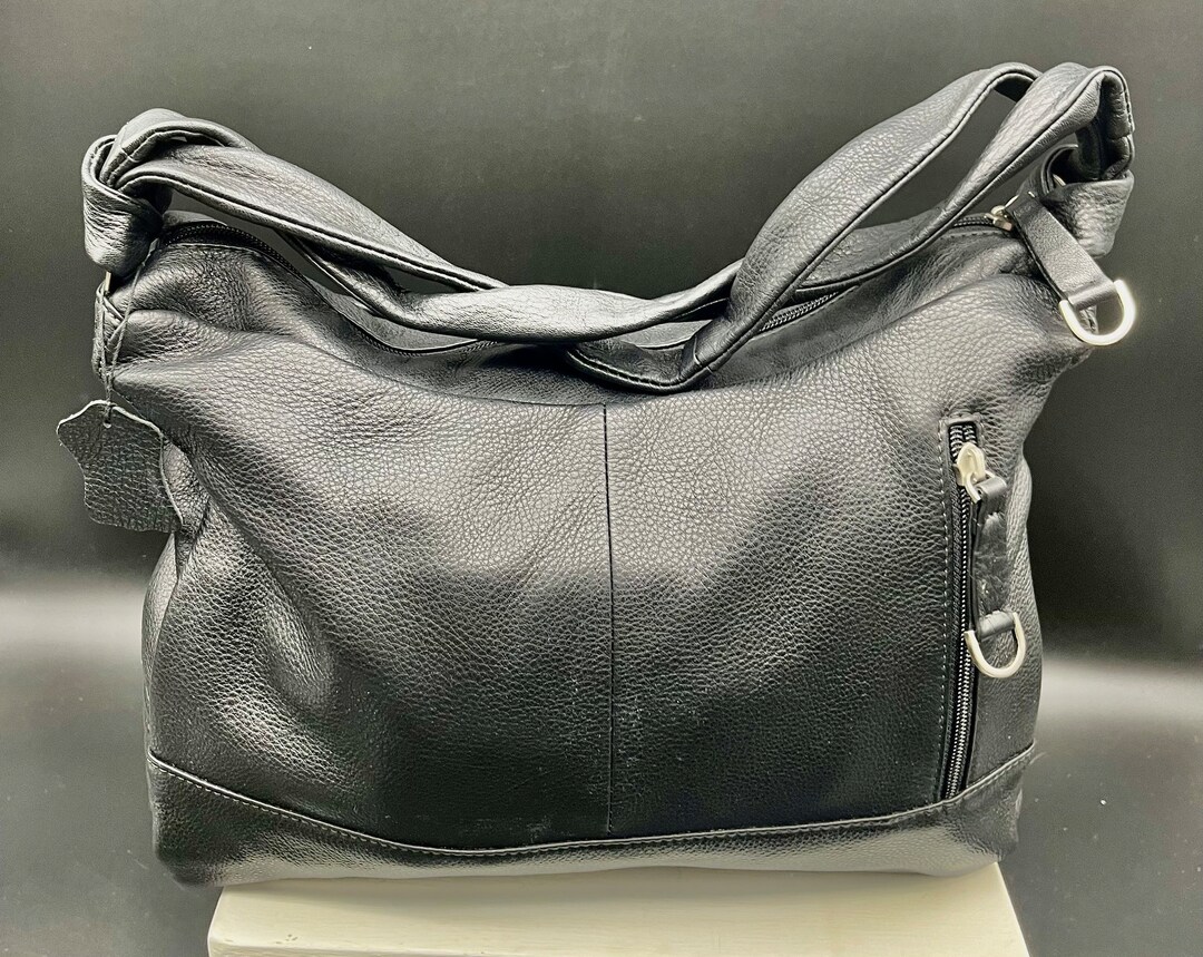 Vintage Black Danier Soft Pebble Style Hobo Satchel Shoulder Bag ...