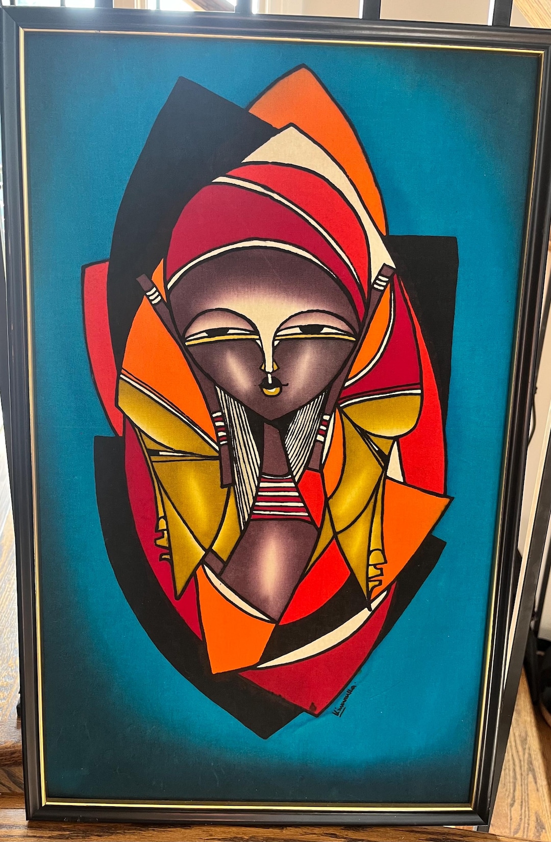 KIWANUKA KENYAN ARTIST “african Faces” Original Batik Cloth Painting ...