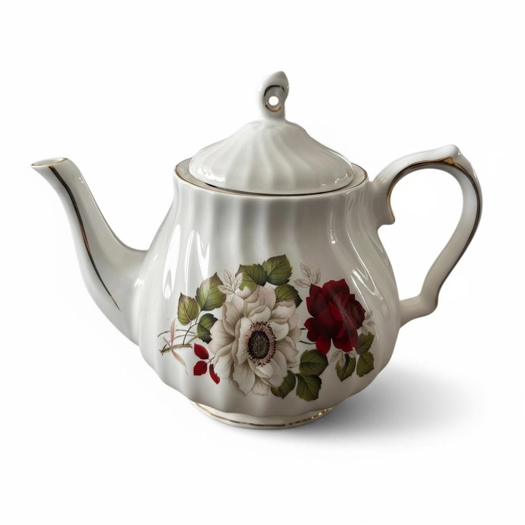 Sadler England Windsor Teapot Floral Bone China Vintage Cottagecore ...