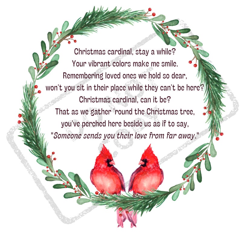 2 Christmas Cardinals Memorial Poem - Etsy