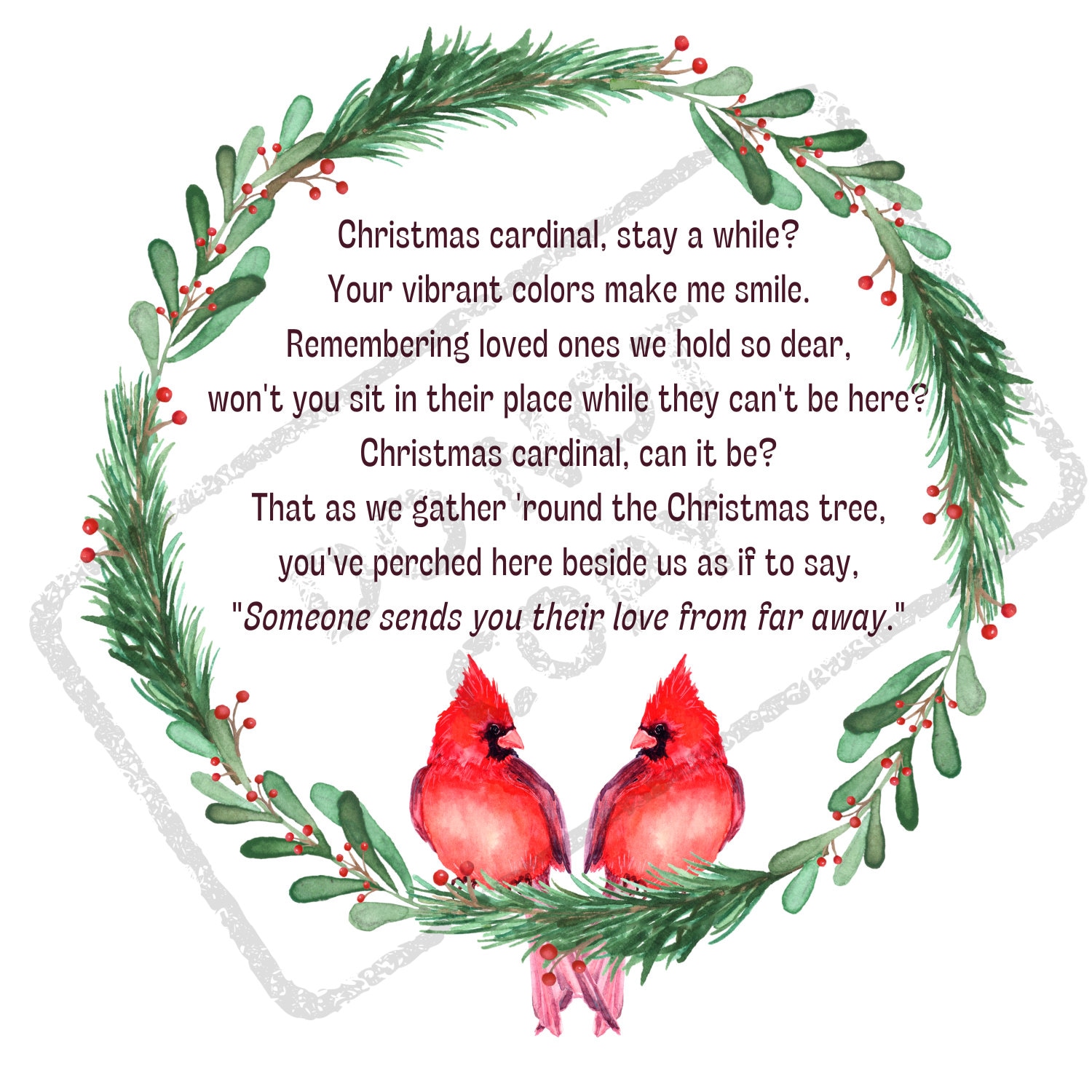 2 Christmas Cardinals Memorial Poem - Etsy