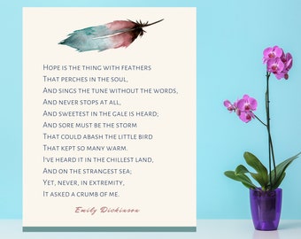 PRINTABLE Hope Poem by Emily Dickinson, Inspirational Wall Art, Hope is ...