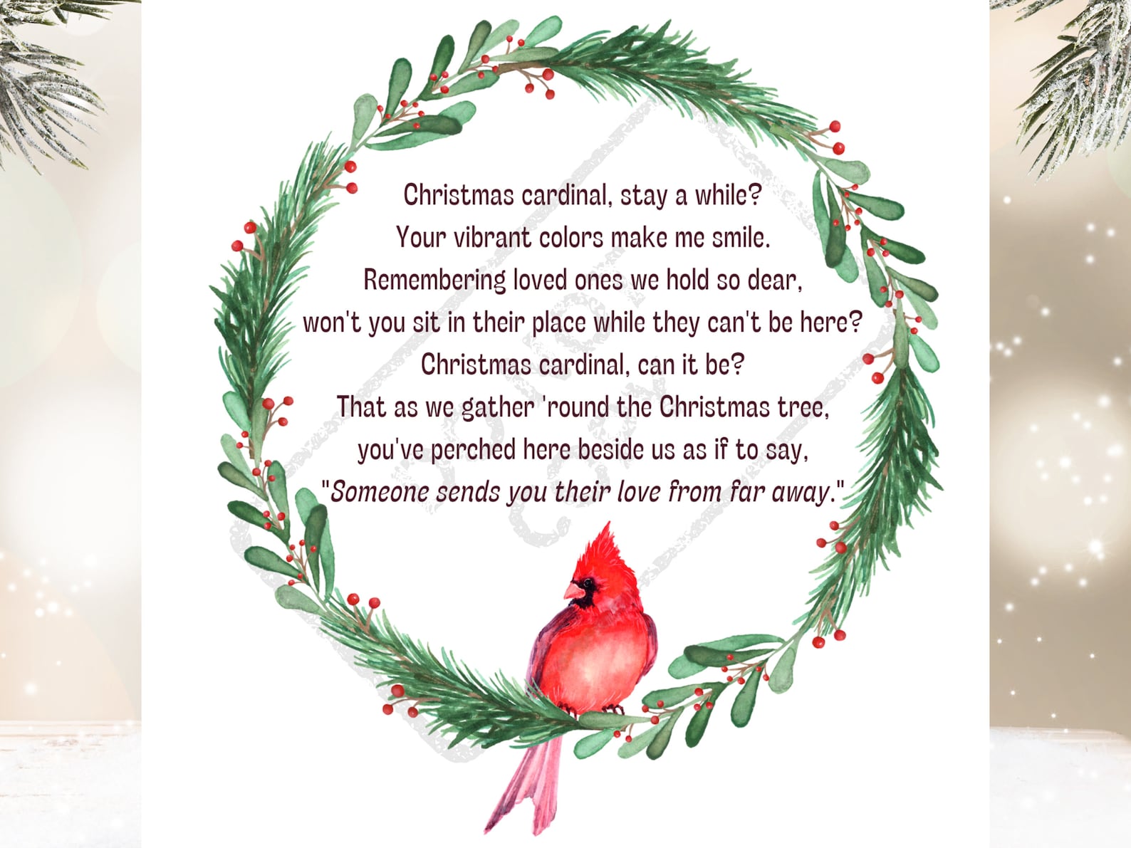 Christmas Cardinal Memorial Poem - Etsy