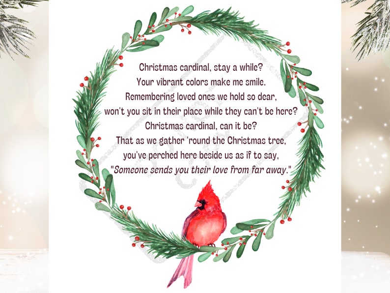 Christmas Cardinal Memorial Poem - Etsy