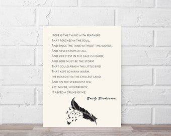 PRINTABLE Hope Poem by Emily Dickinson, Inspirational Wall Art, Hope is ...