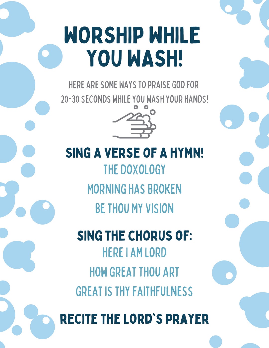 Worship While You Wash Hand Washing Sign for Churches - Etsy