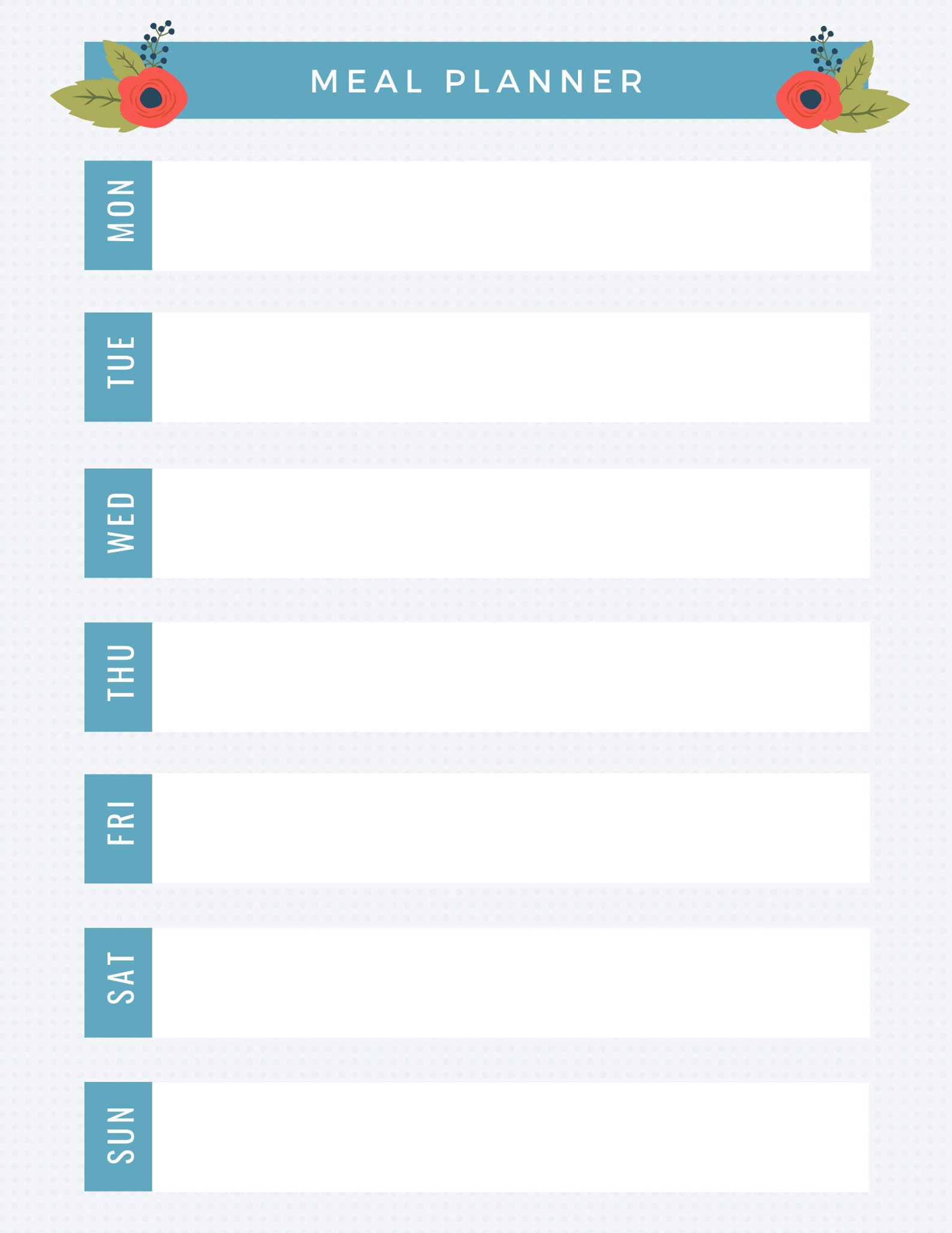 Downloadable Meal Planning Template Etsy