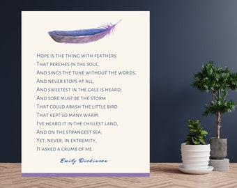 Hope is the Thing With Feathers / Emily Dickinson / Printable - Etsy
