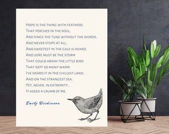 PRINTABLE Hope Poem by Emily Dickinson, Inspirational Wall Art, Hope is ...