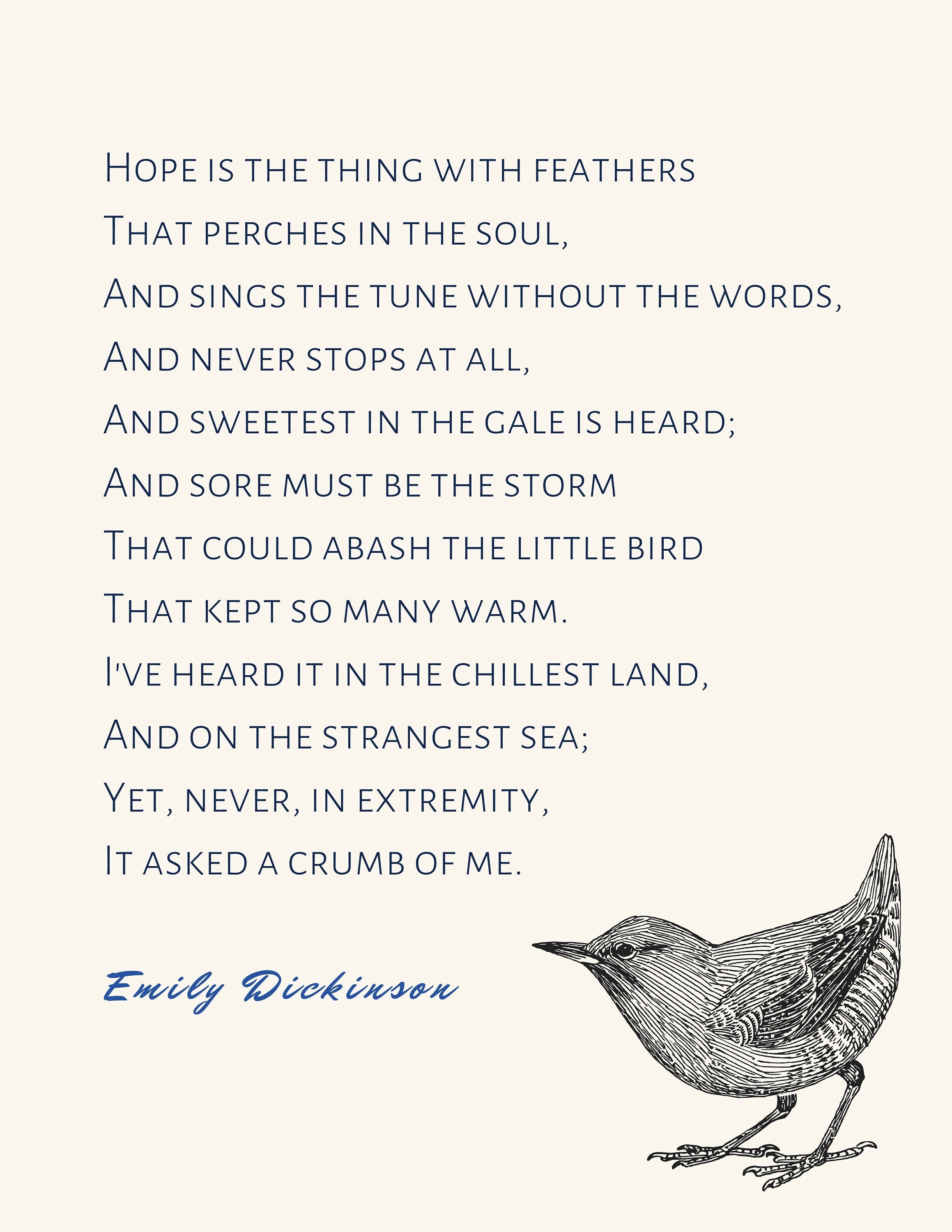 Hope is a Thing With Feathers Print design 2 - Etsy