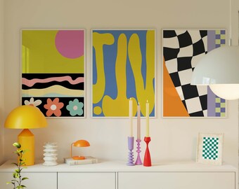 Printable Gallery Set of 2 Abstract Colorful Preppy Prints - Etsy